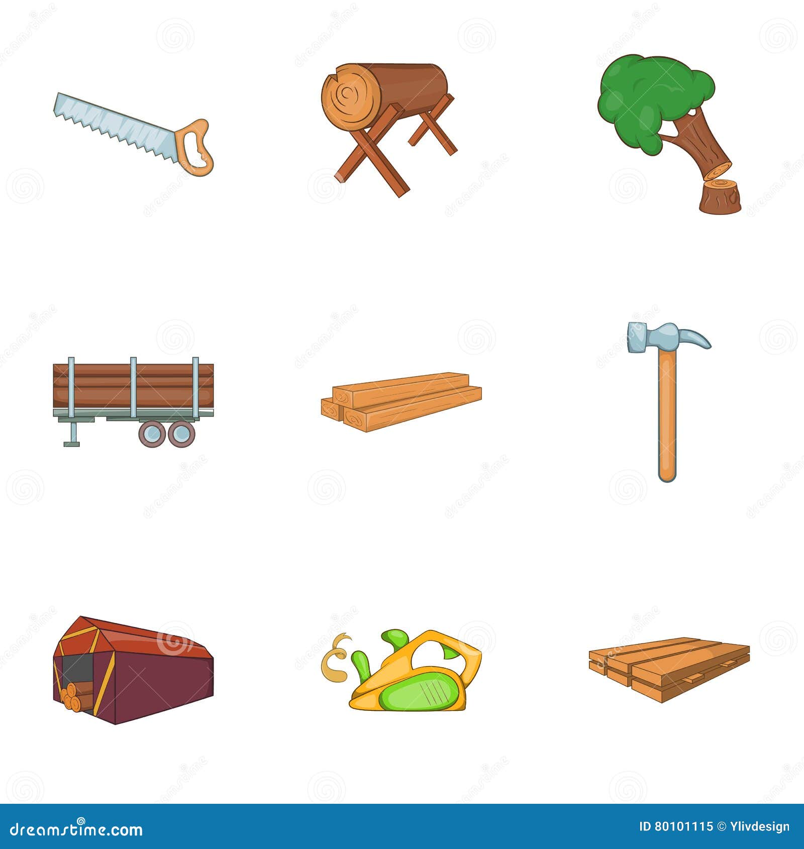 Firewood Icons Set, Cartoon Style Stock Vector - Illustration of ...