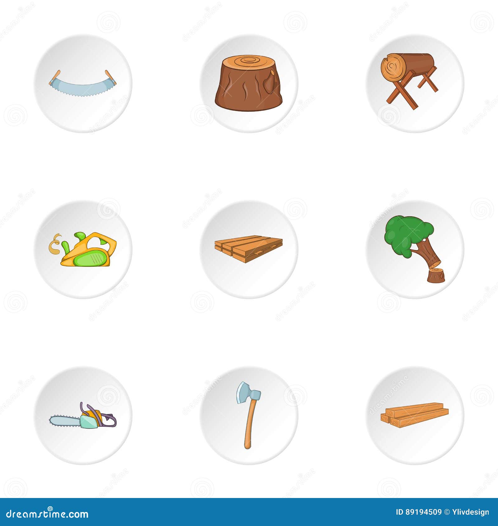 Firewood Icons Set, Cartoon Style Stock Vector - Illustration of strong ...