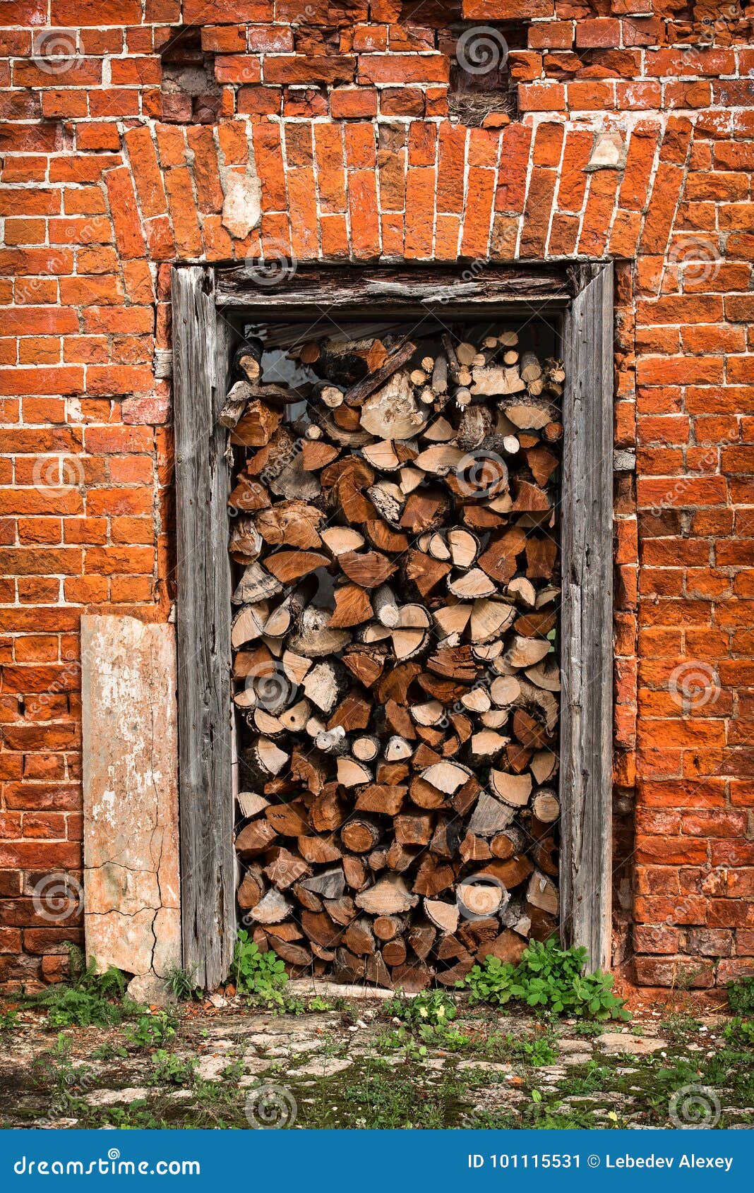Brick Threshold On The Slope With Granite Steps To The Open Wooden ...