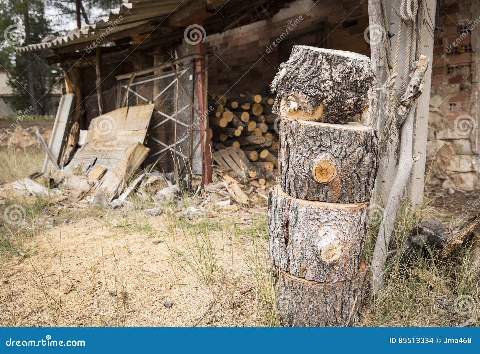 Firewood Logs on a Barn in the Countryside Stock Photo - Image of ...