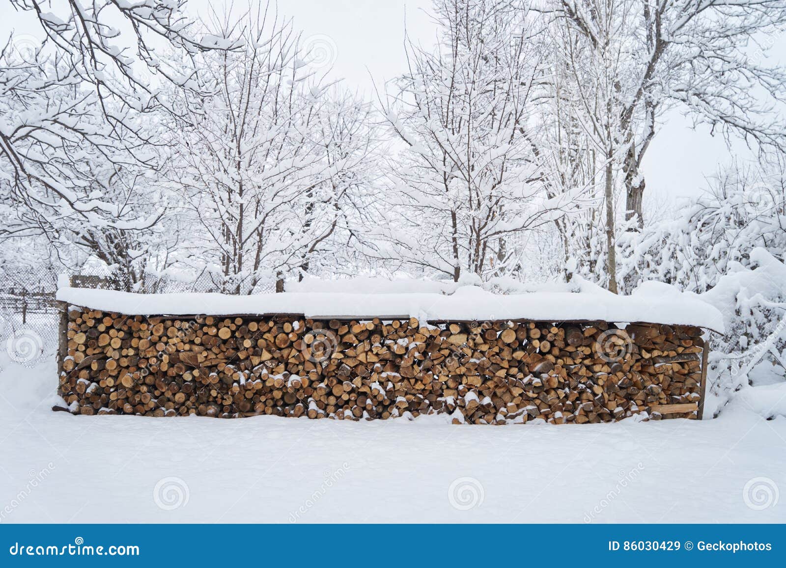 Firewood stock image. Image of tree, snow, wood, covered - 86030429