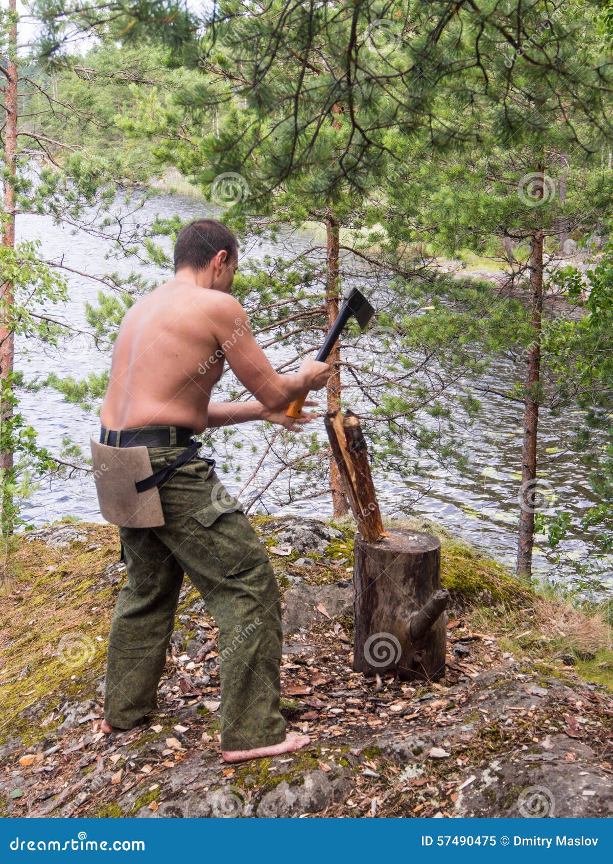 Firewood stock image. Image of males, lake, worker, green - 57490475