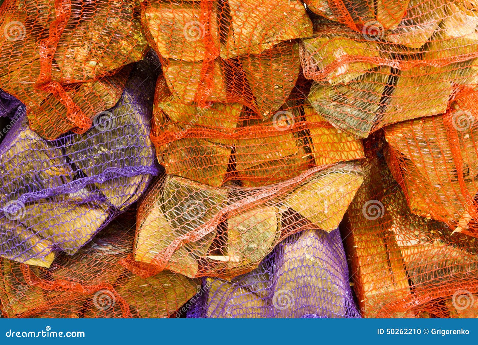 Firewood in net bag stock photo. Image of objects, fuel - 50262210