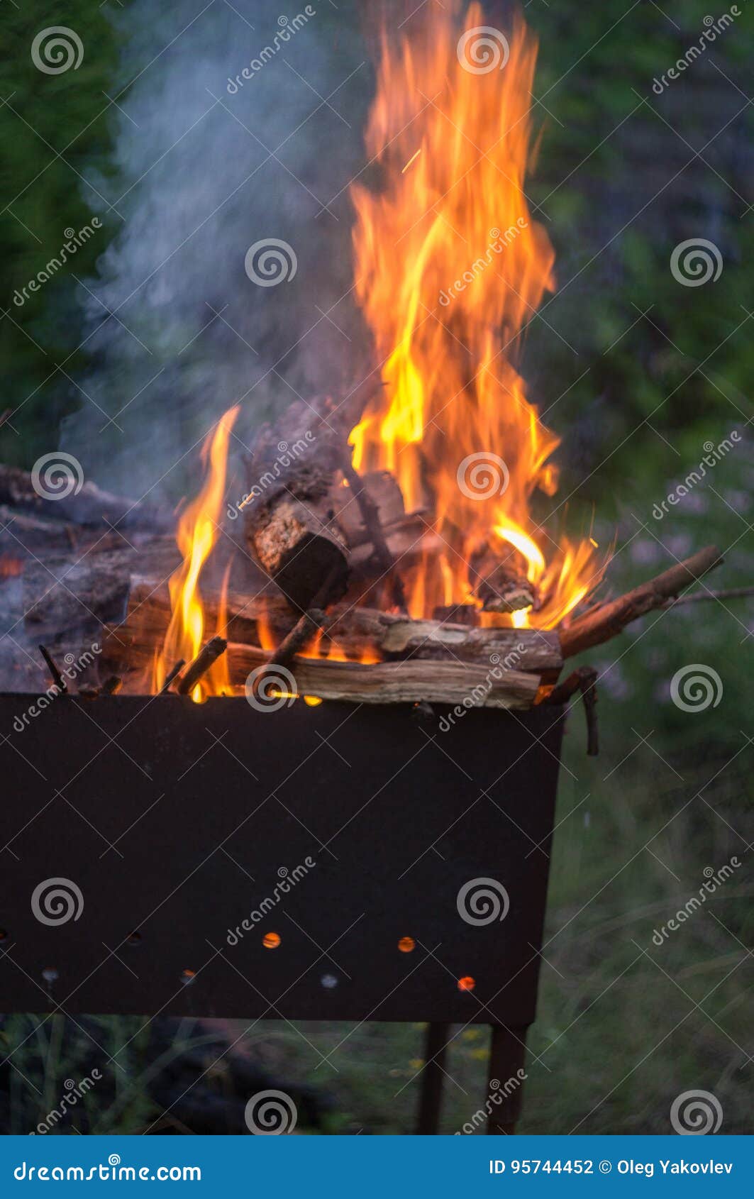 Firewood Outdoor on Open Fire Stock Photo - Image of burn, garden: 95744452
