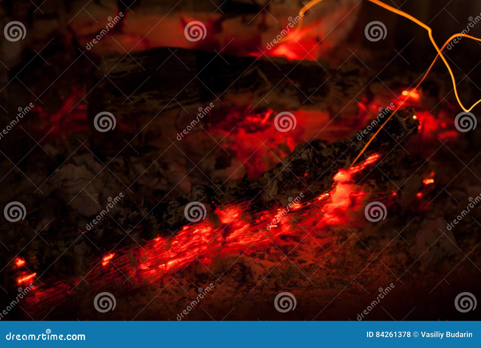 Firewood, Smoldering in the Fireplace. Stock Photo - Image of black ...