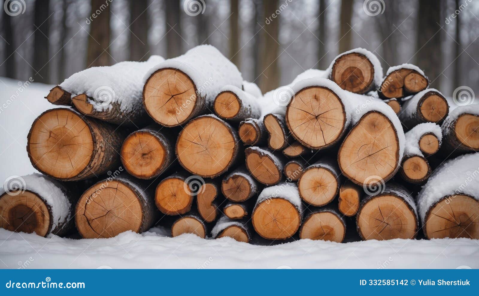 Firewood Stack Covered in Deep Snow by Wooden Structure with Space for ...