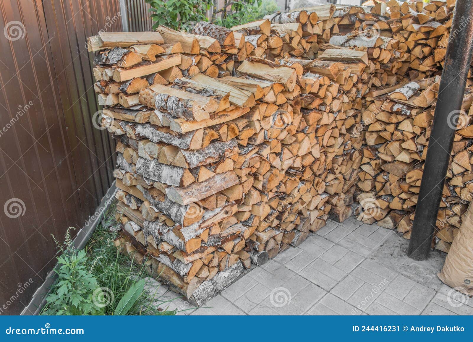 Firewood Stack Storage Wood Materials Chopped Tree Rural Pile Stock ...