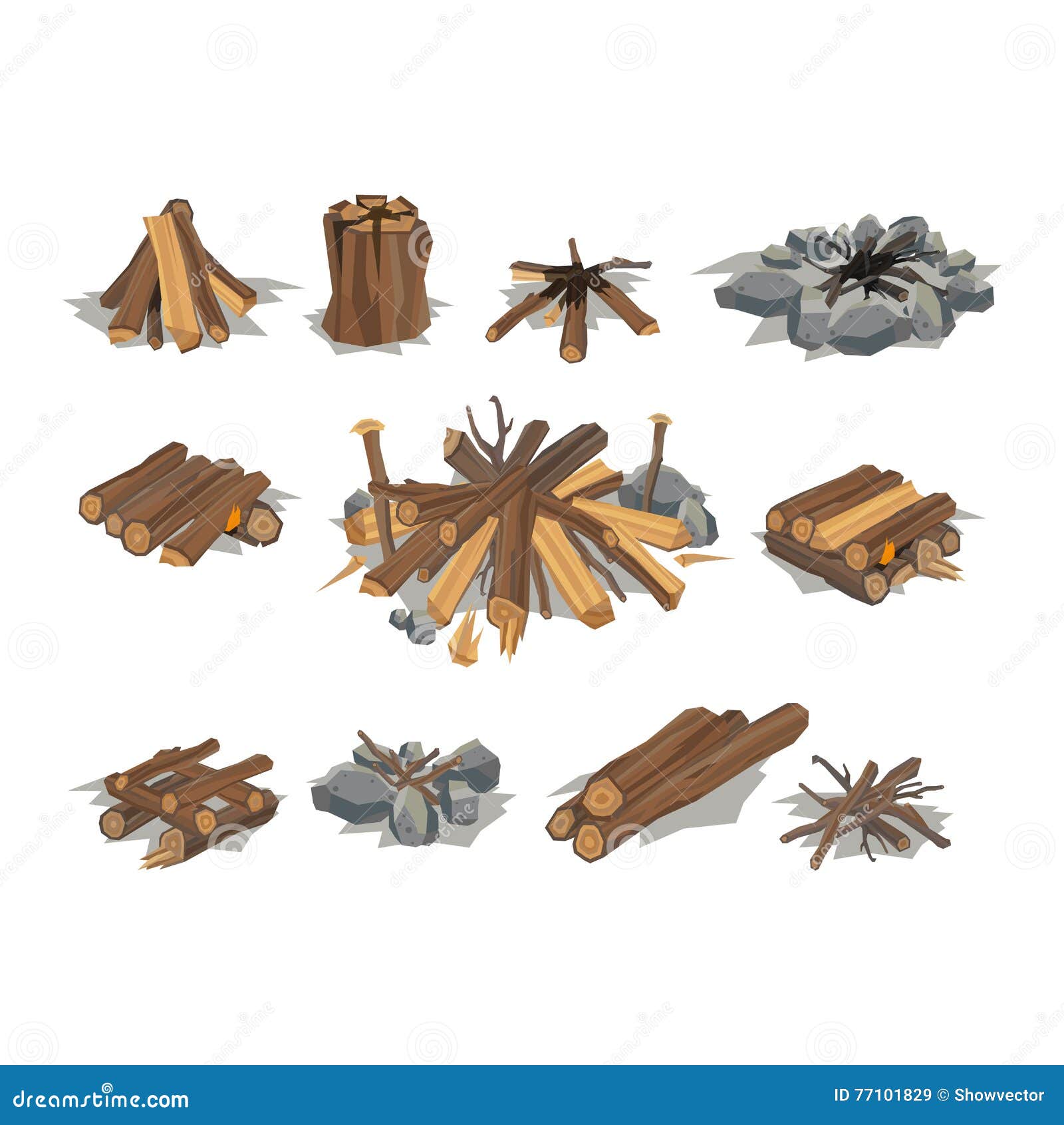 Firewood Stack Vector Wooden Material. | CartoonDealer.com #77101829