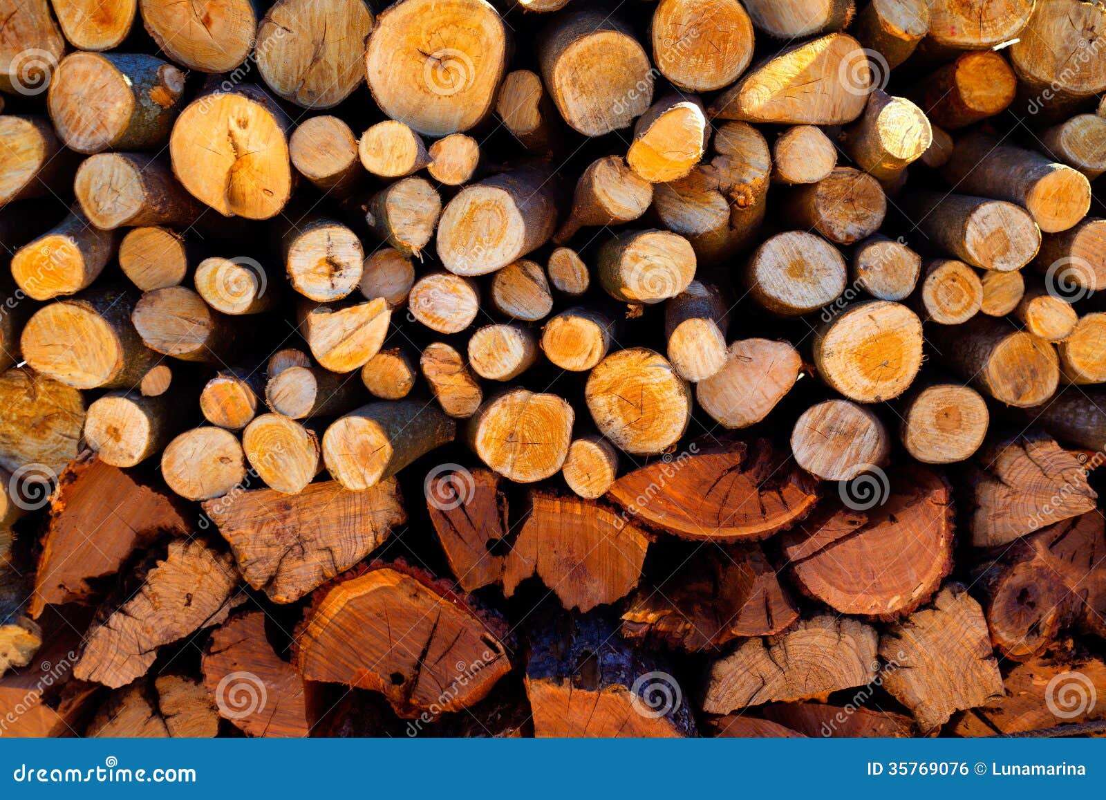 Firewood Stacked Fire Wood Different Sizes Stock Photo - Image of bark ...