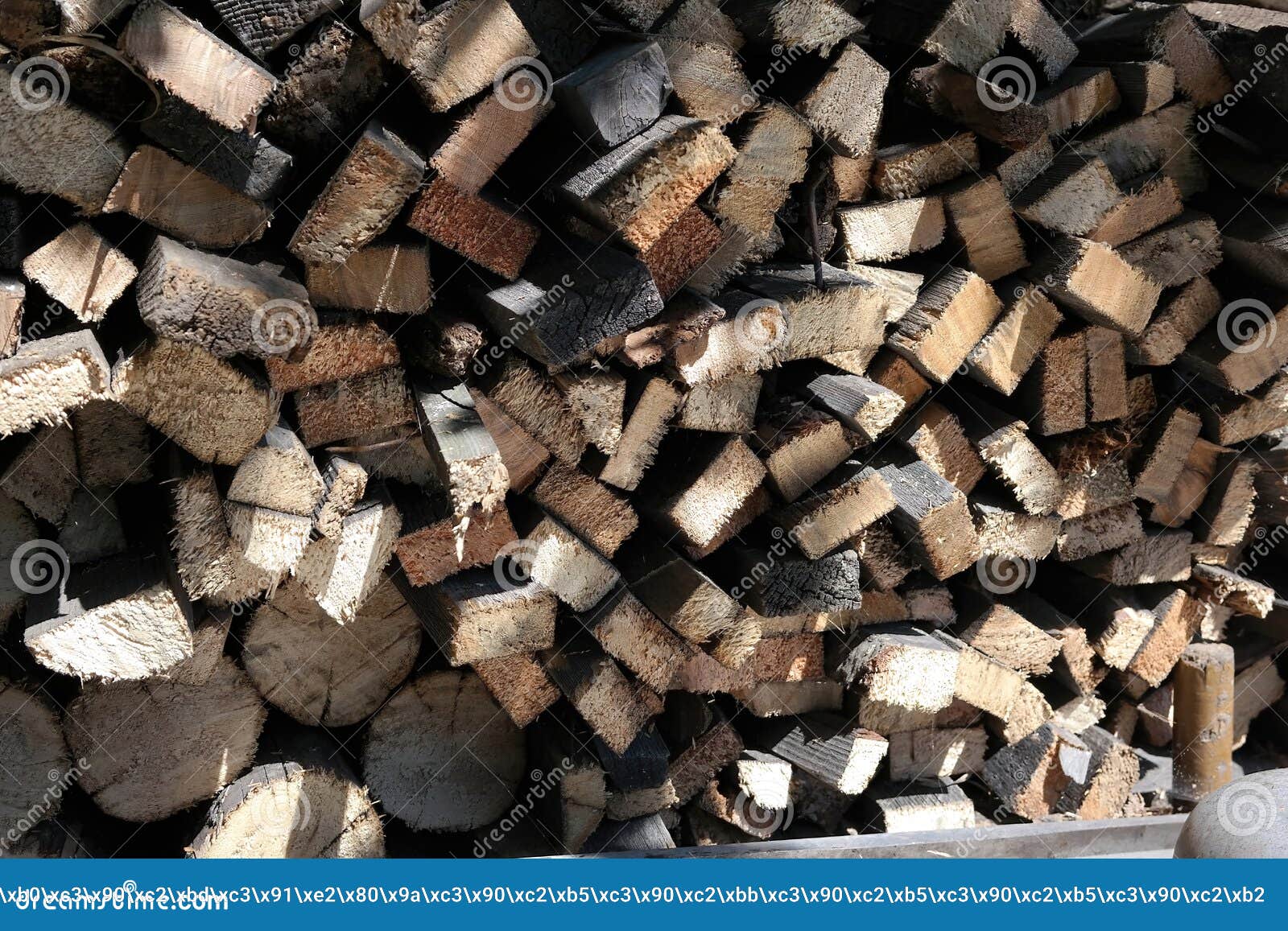 Firewood Stacked Near the Wall Close-up. Firewood Stacked Near. Stock ...