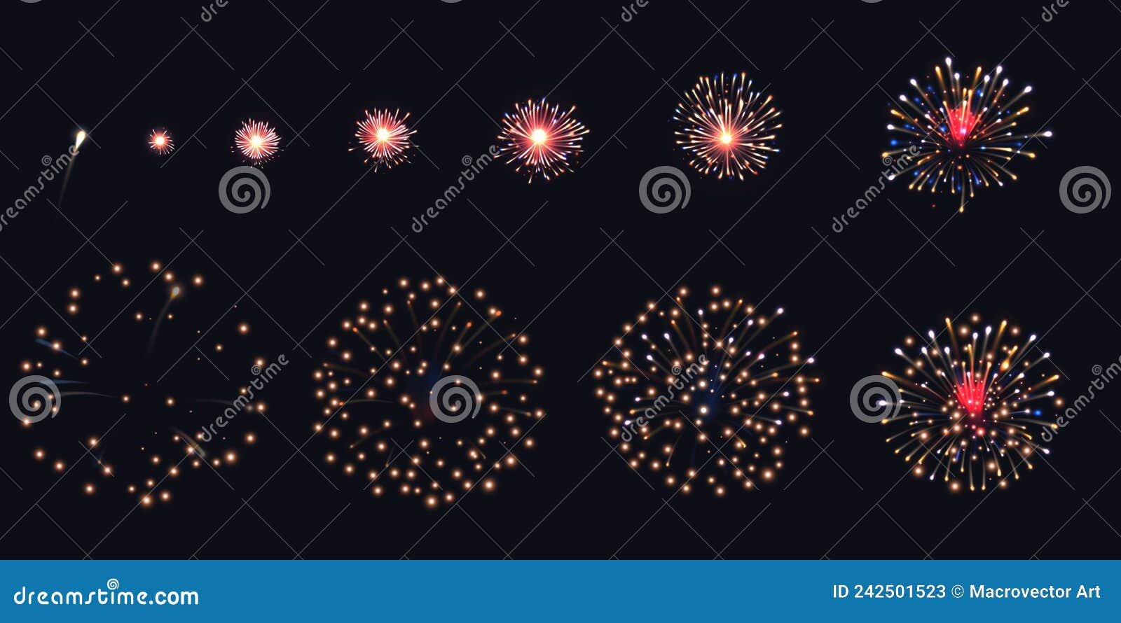 Firework Animation Set stock vector. Illustration of collection - 242501523