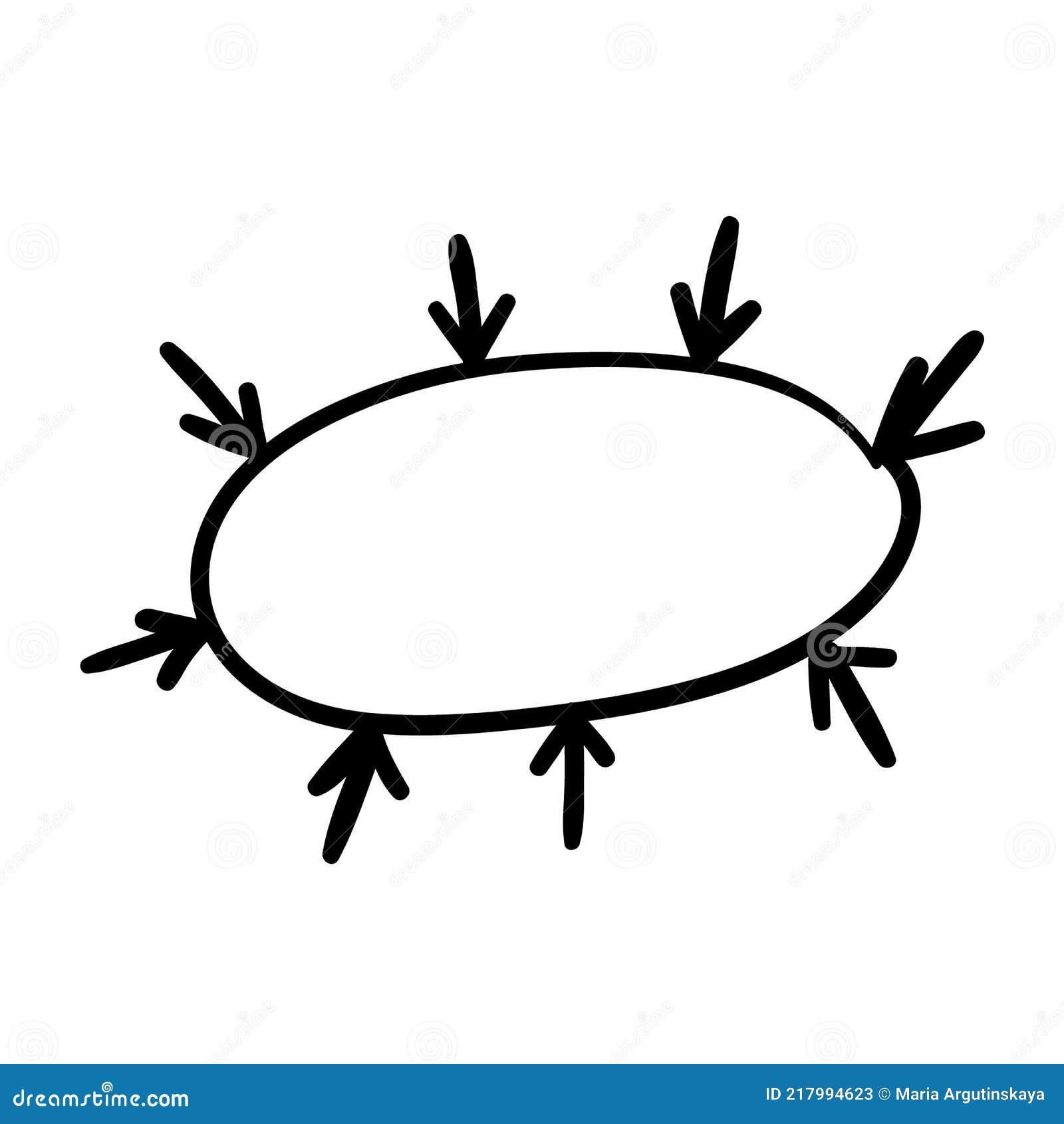 Firework Arrow Point at Circle Frame for Infographics. Doodle Hand ...