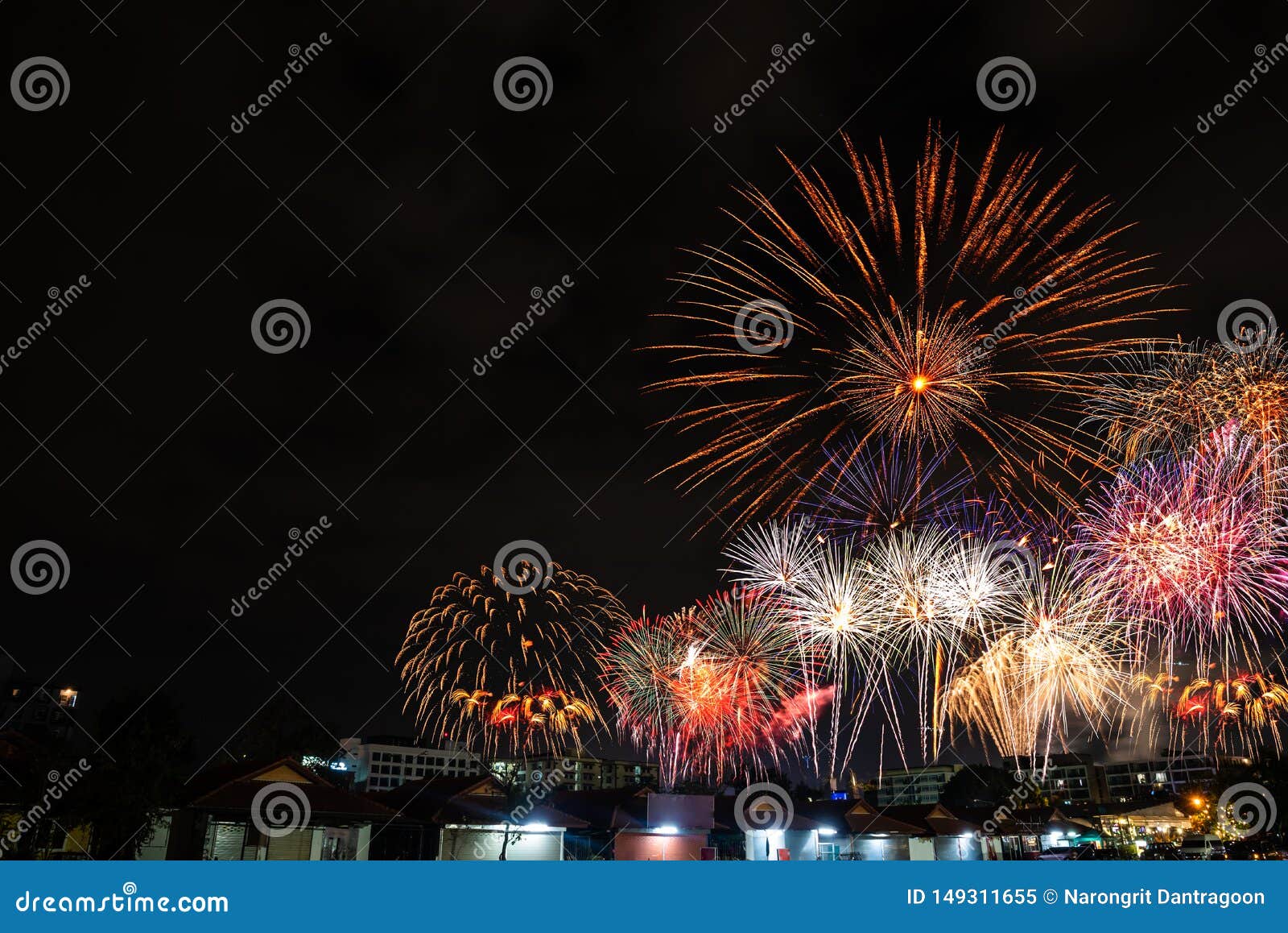 Firework Blast on 1st of January 2019 Celebration Over the Building ...