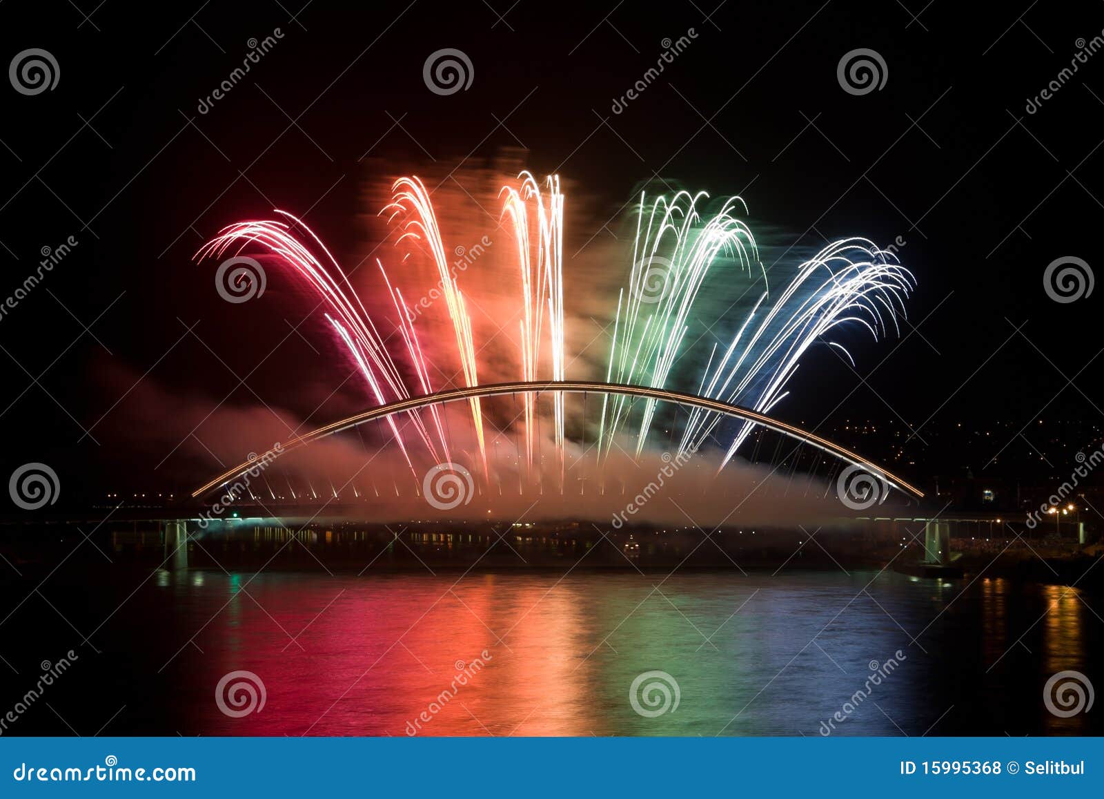 Firework on the bridge stock photo. Image of celebration - 15995368