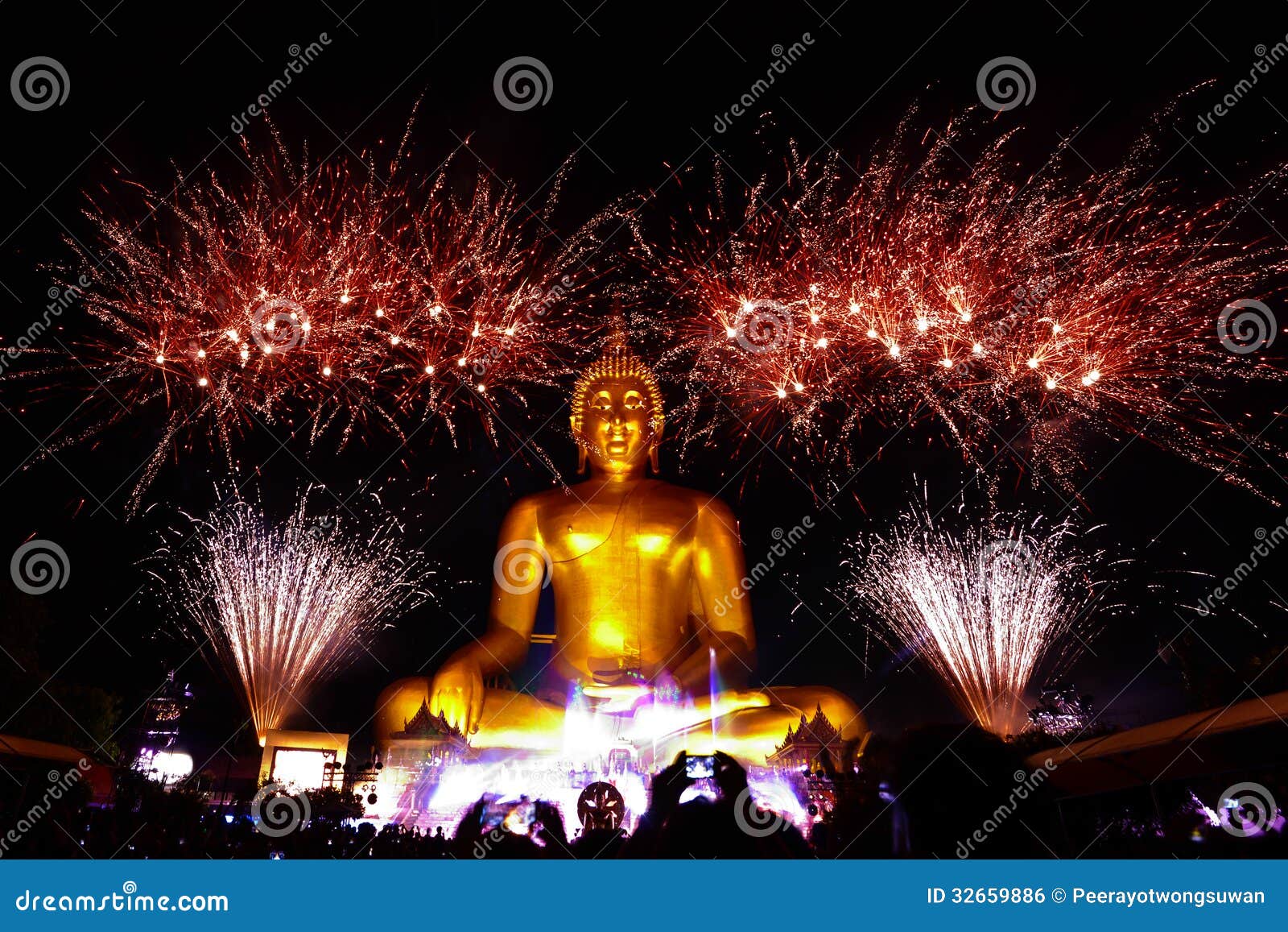 Firework and buddha stock photo. Image of kaew, emerald - 32659886