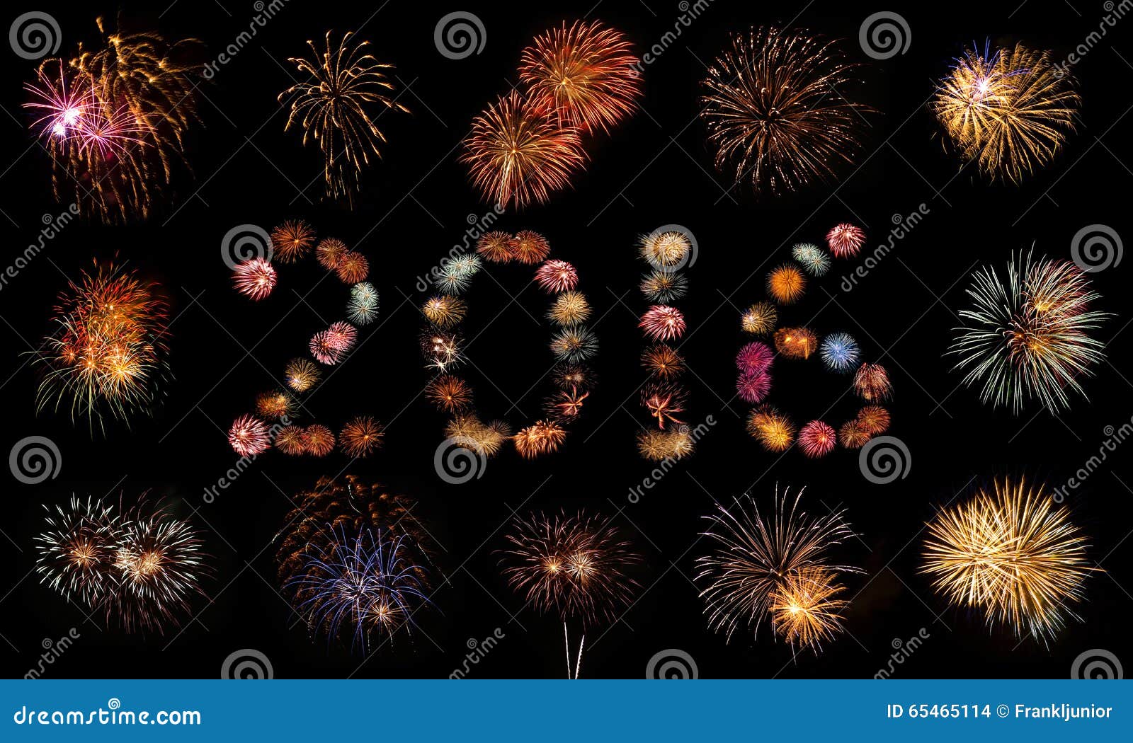 Firework Bursts Arranged in 2016 Stock Photo - Image of celebrate ...