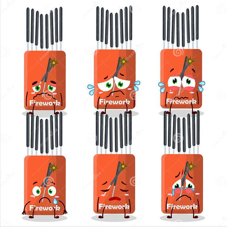 Firework Cartoon in Character with Sad Expression Stock Vector ...
