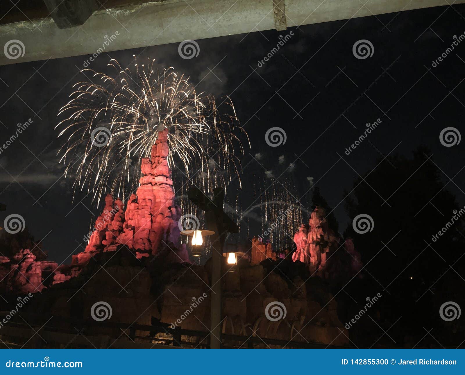 Disneyland Fireworks Celebration Over Thunder Mountain Ride Editorial ...