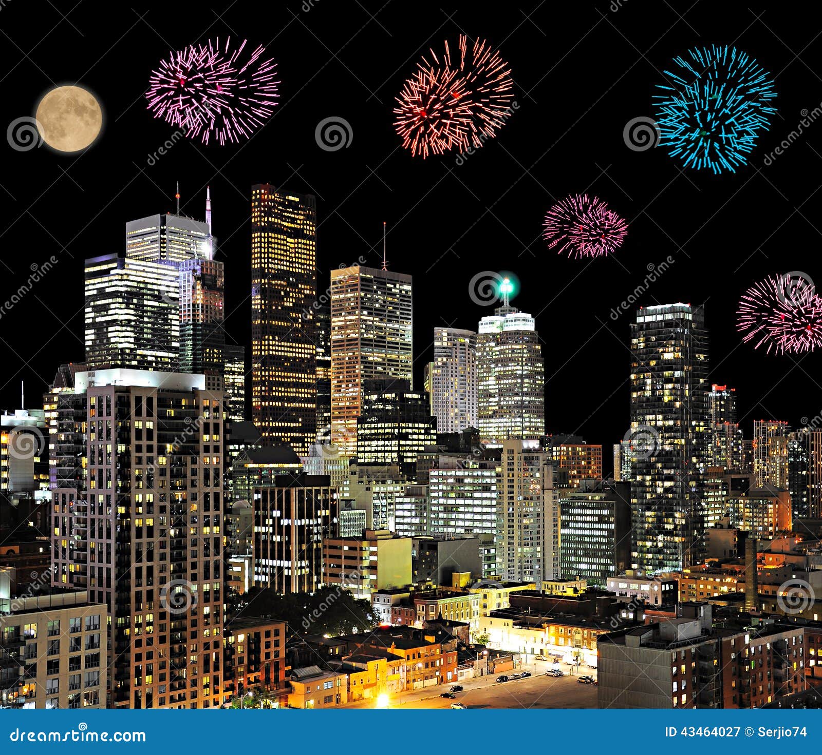 Firework in the city. stock image. Image of flash, light - 43464027