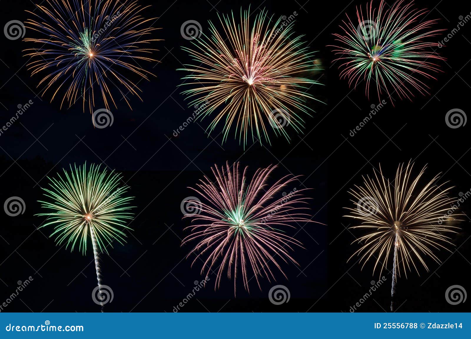 Firework Collage stock photo. Image of happy, green, july - 25556788