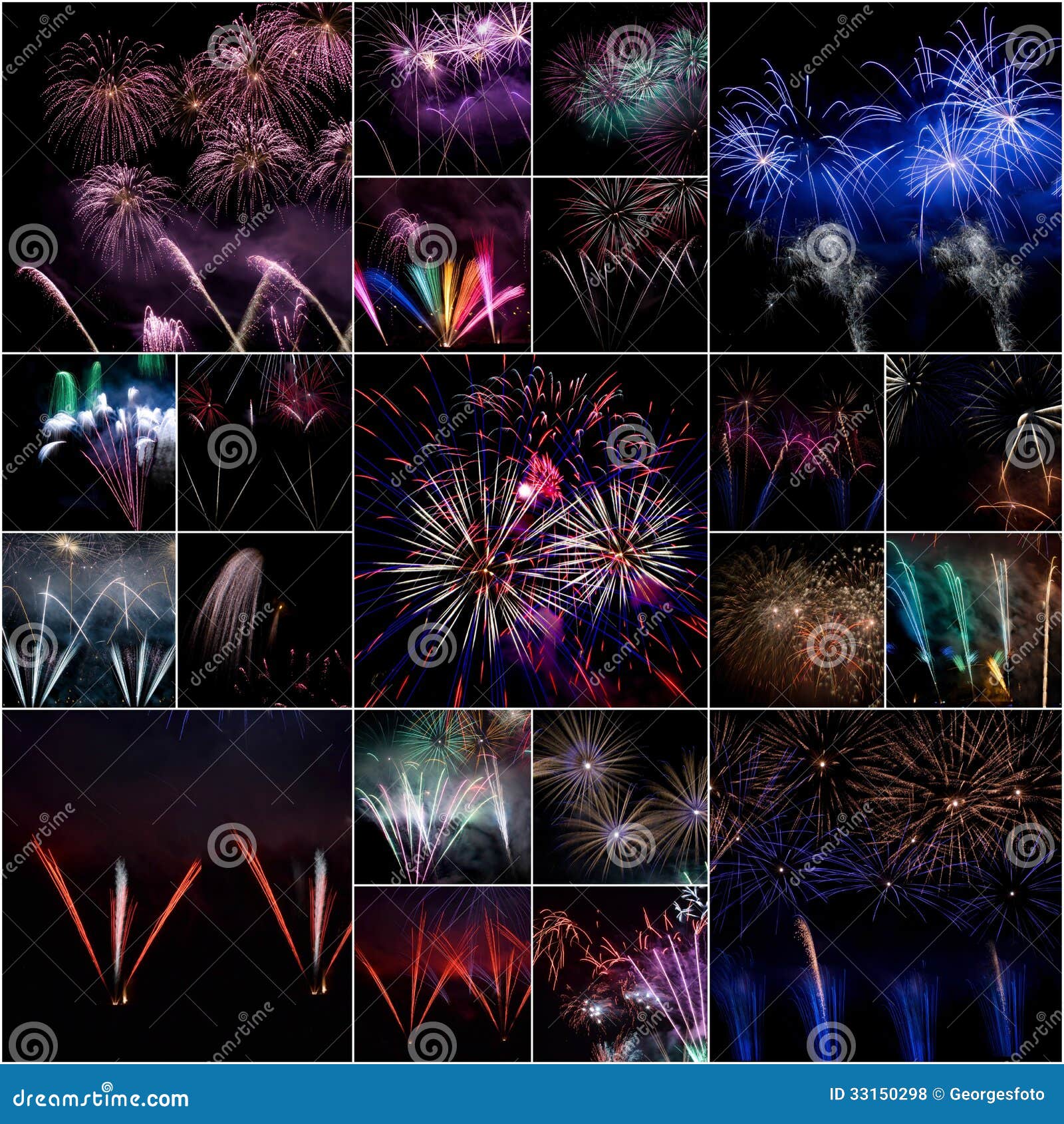 Firework Collage stock photo. Image of illuminated, independence - 33150298