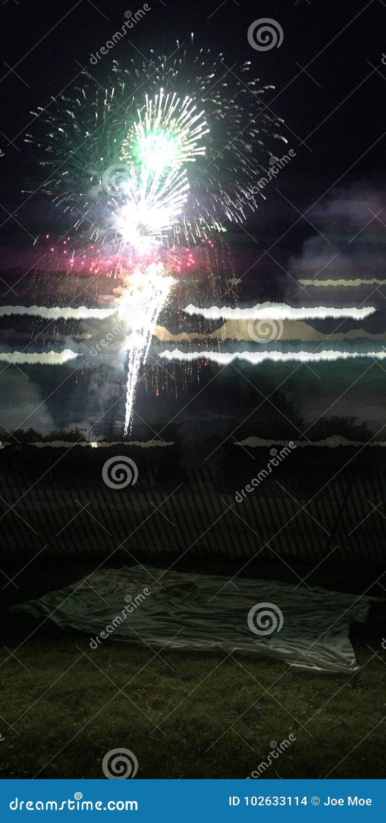 Firework Collage stock photo. Image of grass, fireworks - 102633114