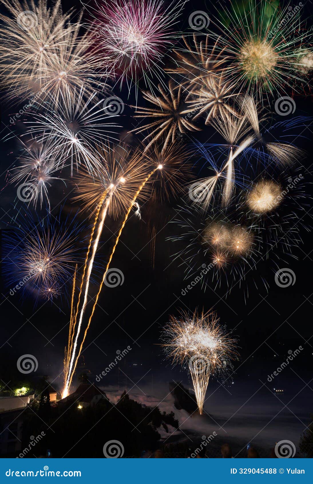 Firework Composite Over the Rhinefall Waterfall Stock Photo - Image of ...