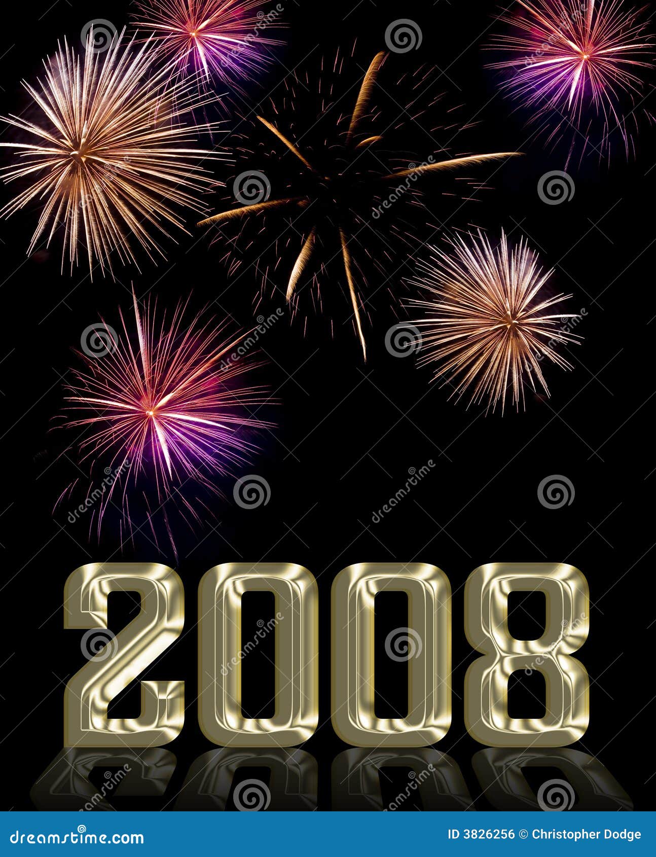 Firework display and 2008 stock illustration. Illustration of years ...
