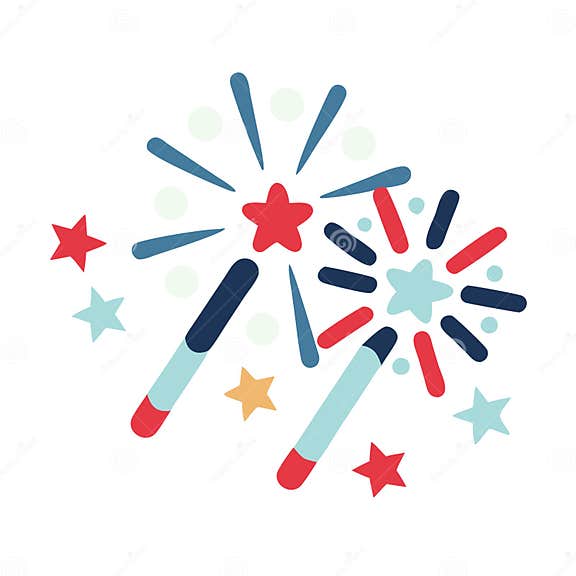 A Firework Display with Two Fireworks and a Star Stock Illustration ...