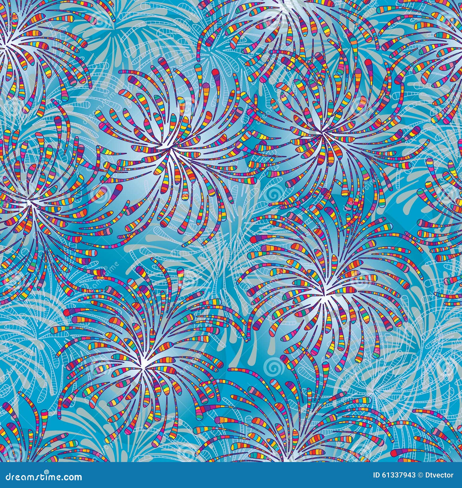 Firework Drawing Colorful Seamless Pattern Stock Vector - Illustration ...