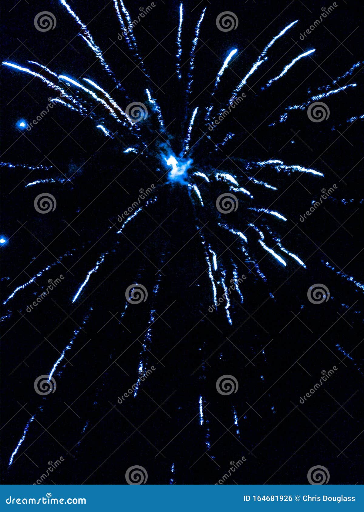 Firework Exploding into Blue Lights Stock Photo - Image of decoration ...