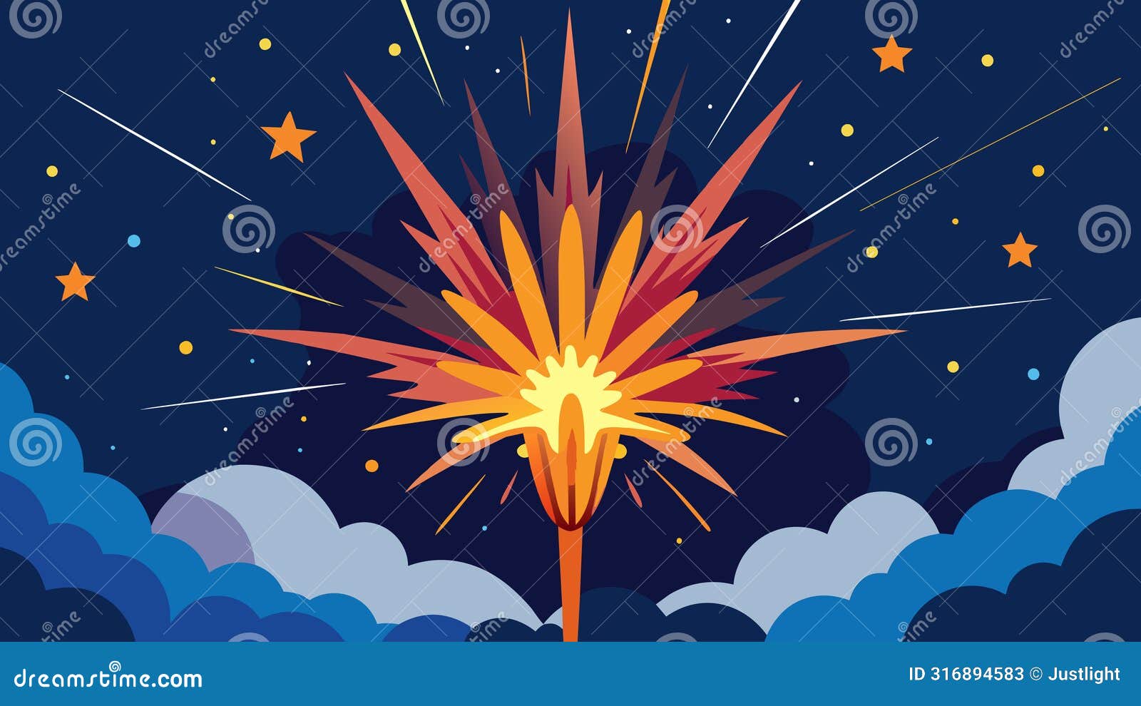 A Firework Exploding into the Night Sky Representing the Bursts of ...