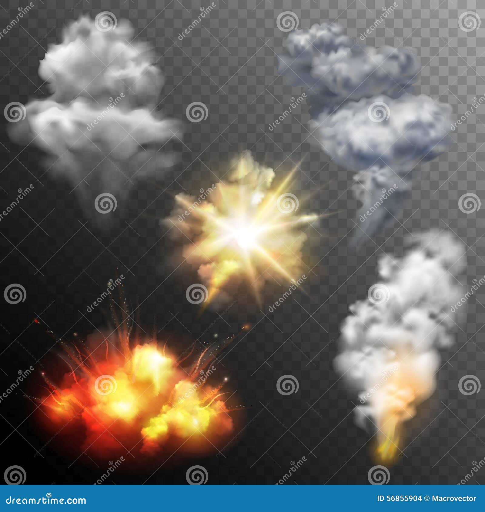 Firework Explosions Shapes Set Stock Vector - Illustration of aerial ...
