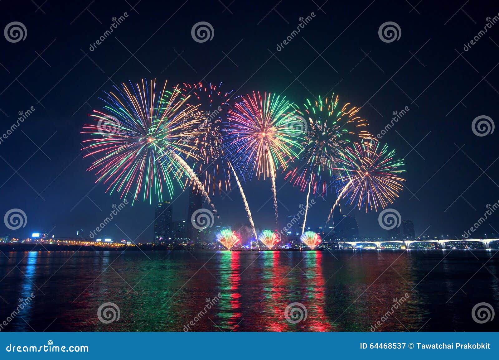 Firework Festival in Korea. Stock Image - Image of effects, fire: 64468537
