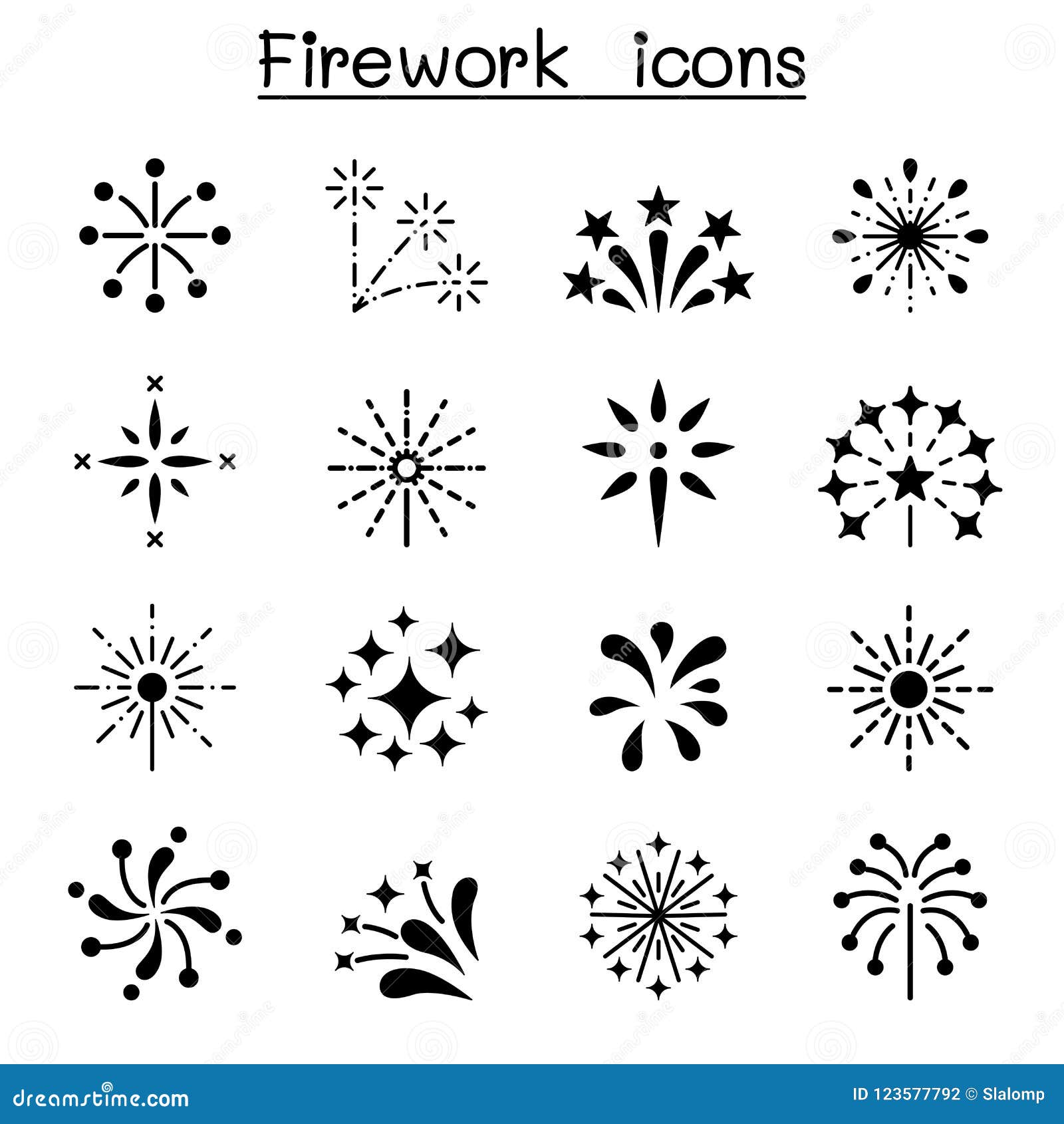 Firework & Firecracker Icon Set Stock Vector - Illustration of graphic ...