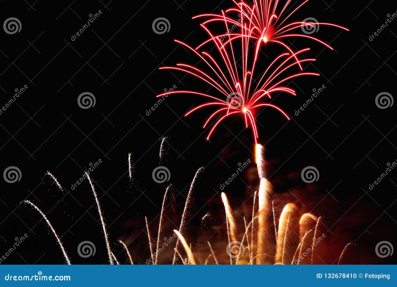 Firework Flower in Front of Black Background Stock Photo - Image of ...