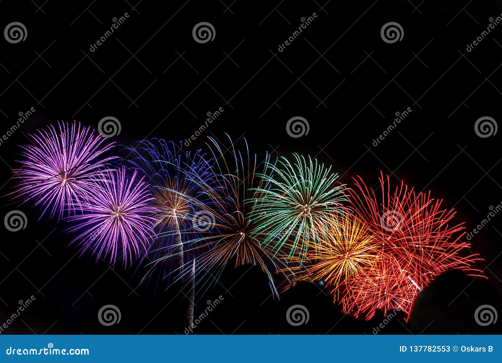 Rainbow Firework at the City Festival Stock Image - Image of yellow ...