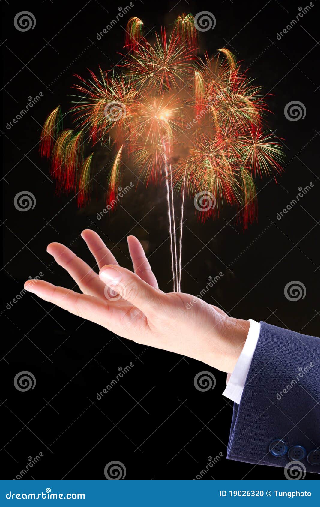 Firework on hand stock photo. Image of colorful, lake - 19026320