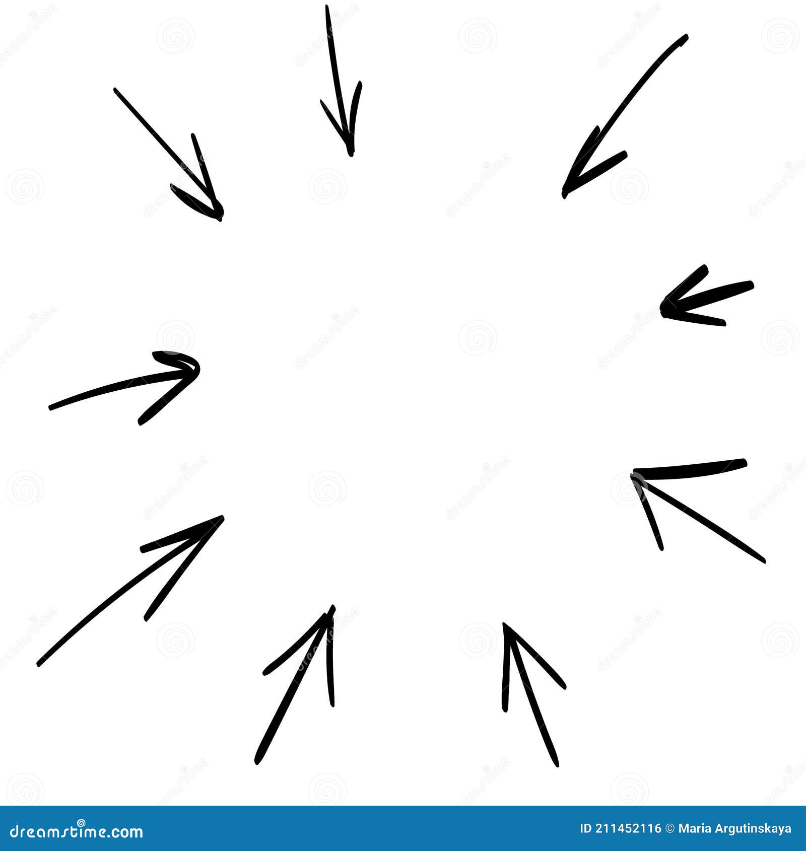 Firework Hand Drawn Frame of Arrows. Doodle Vector Illustration Stock ...