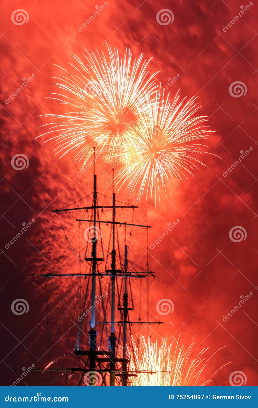 Firework in Honor of the Navy. Stock Image - Image of green, holiday ...
