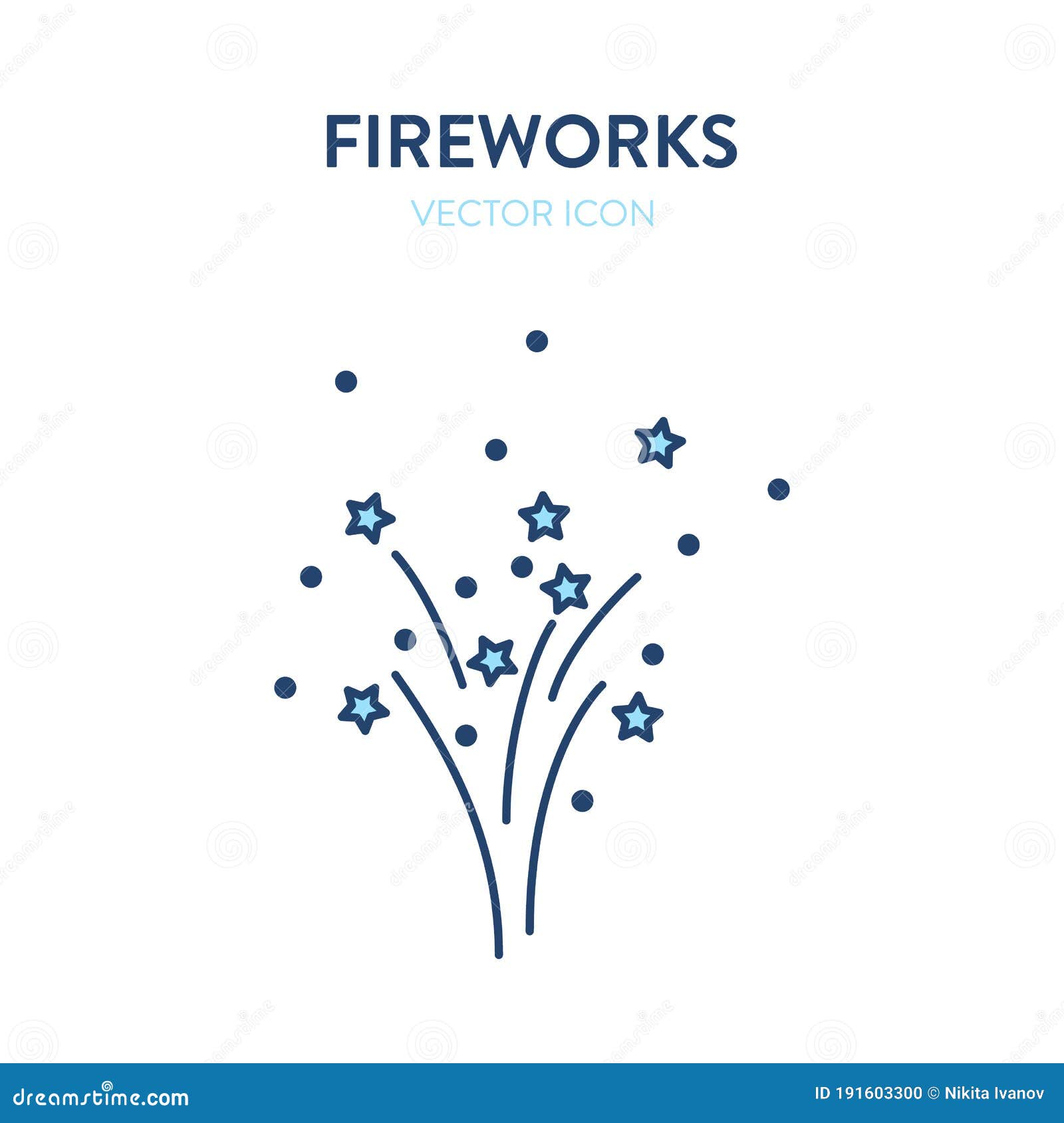 Firework Icon. Lighted Fireworks Exploding in the Sky. Vector Outline ...