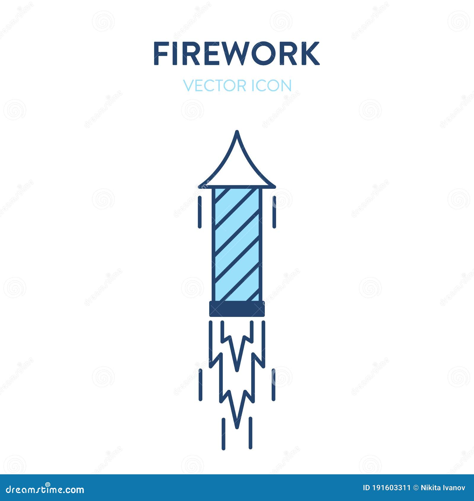 Firework Icon. Lighted Fireworks Flying Up into the Sky. Vector Outline ...