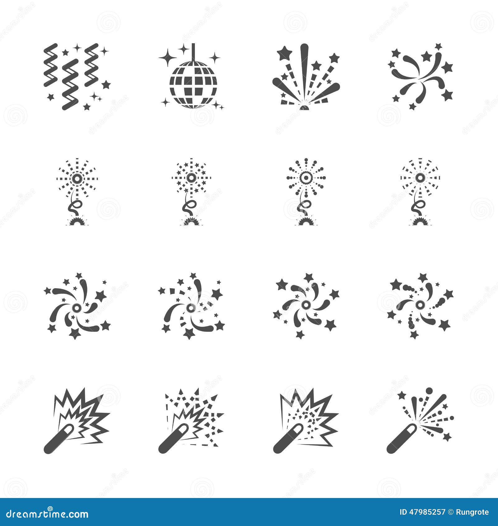 Firework Icon Set 5, Vector Eps10 Stock Vector - Illustration of black ...