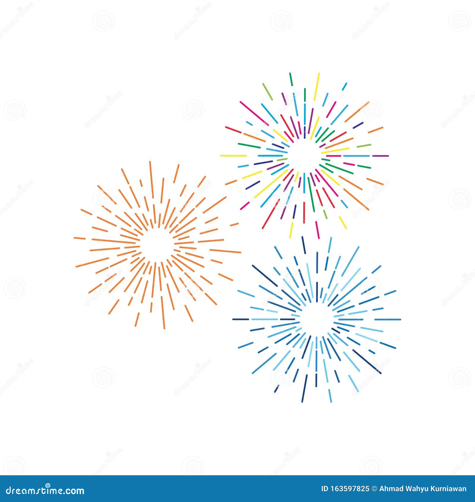 Fireworks illustration stock vector. Illustration of colorful - 163597825