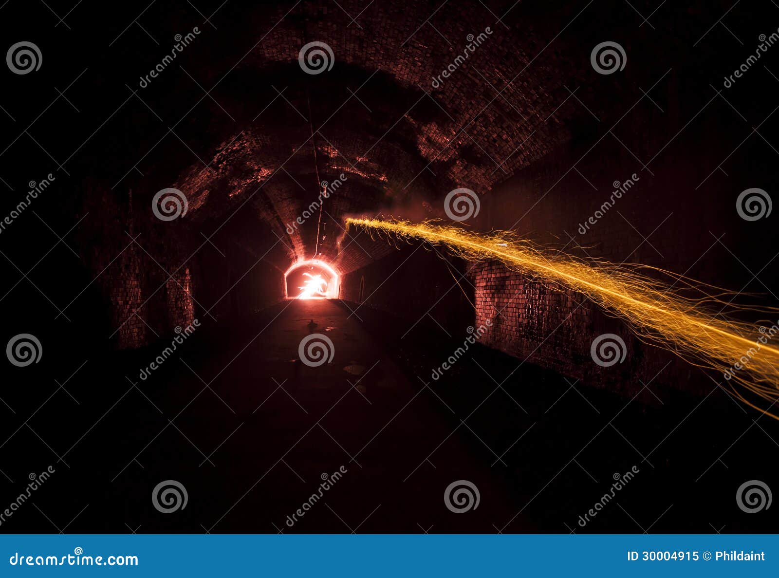 Firework in tunnel stock image. Image of nighttime, circle - 30004915