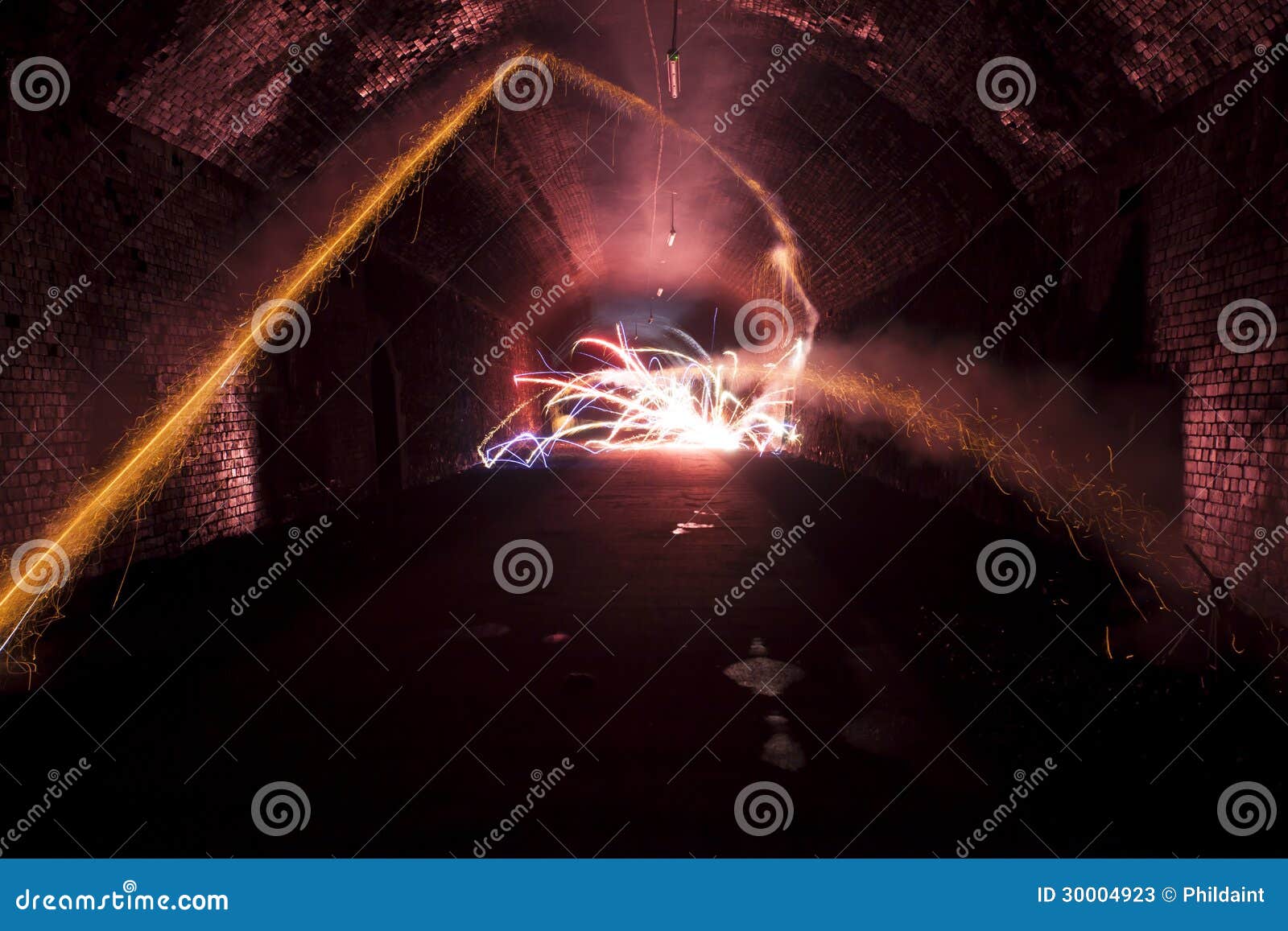 Firework in tunnel stock image. Image of background, passage - 30004923