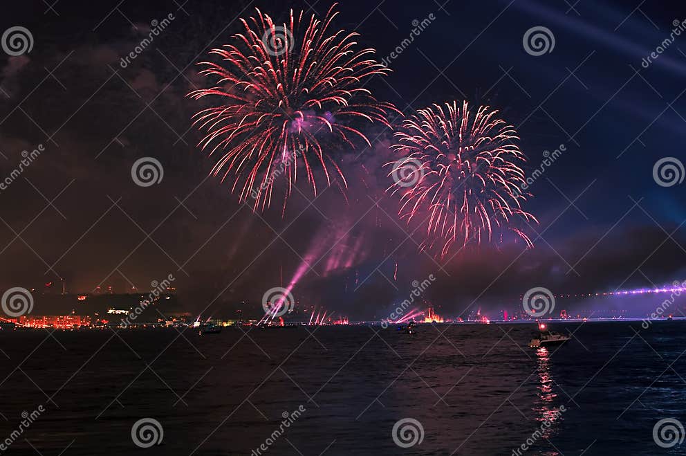 Firework and Light Show stock photo. Image of flash, bright - 8760620