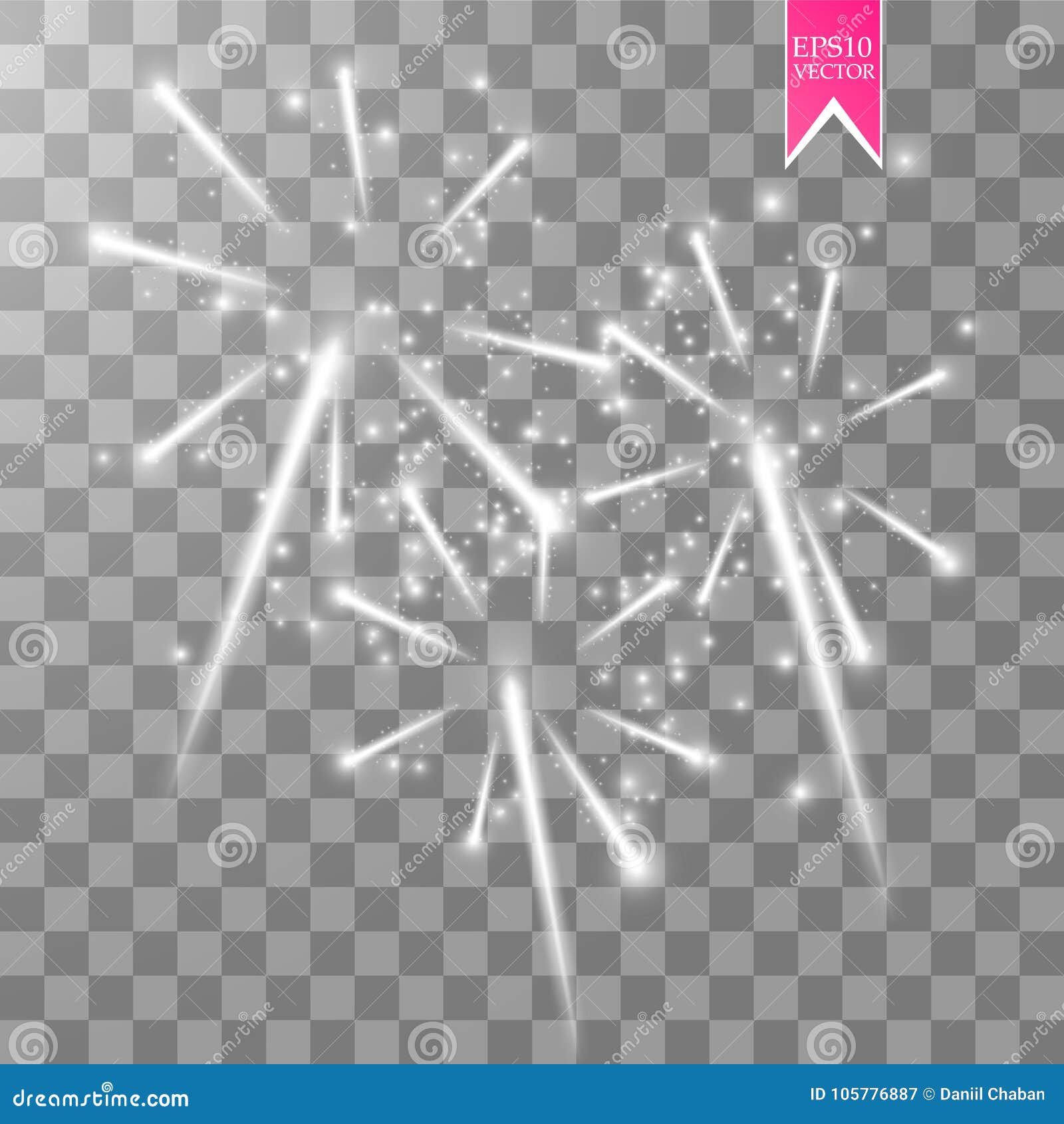 Firework Lights Effect With Glowing Stars In Sky On Transparent ...