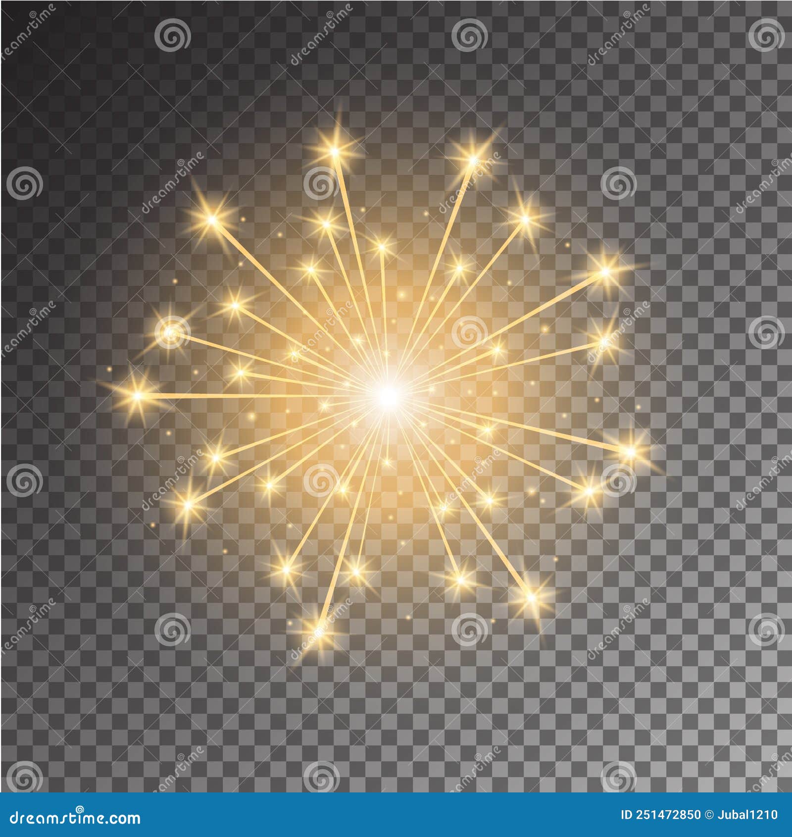 Firework Lights Effect With Glowing Stars In Sky On Transparent ...