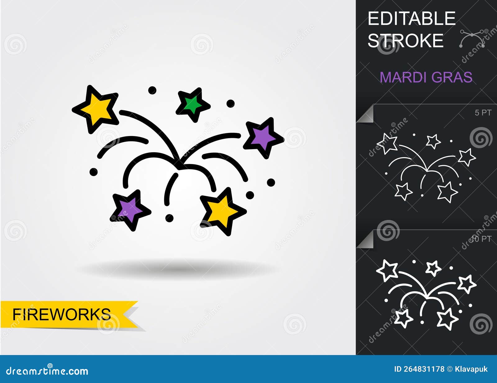 Firework. Line Icon with Editable Stroke with Shadow Stock Vector ...